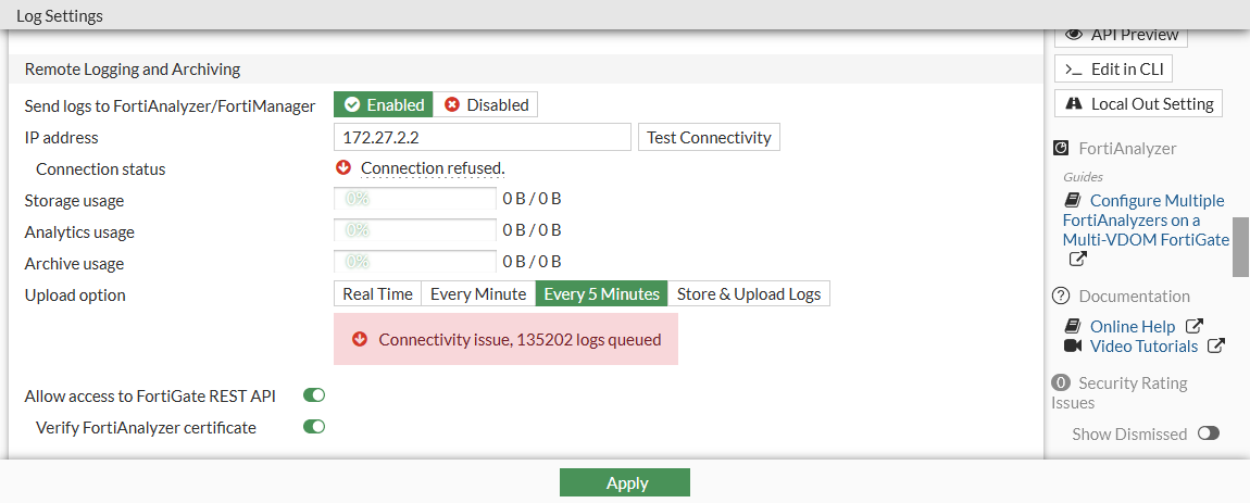 Log buffer on FortiGates with an SSD disk | FortiGate / FortiOS 7.0.15 ...