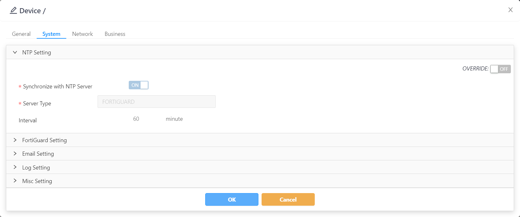 Overriding device settings | FortiManager 7.0.0 | Fortinet Document Library