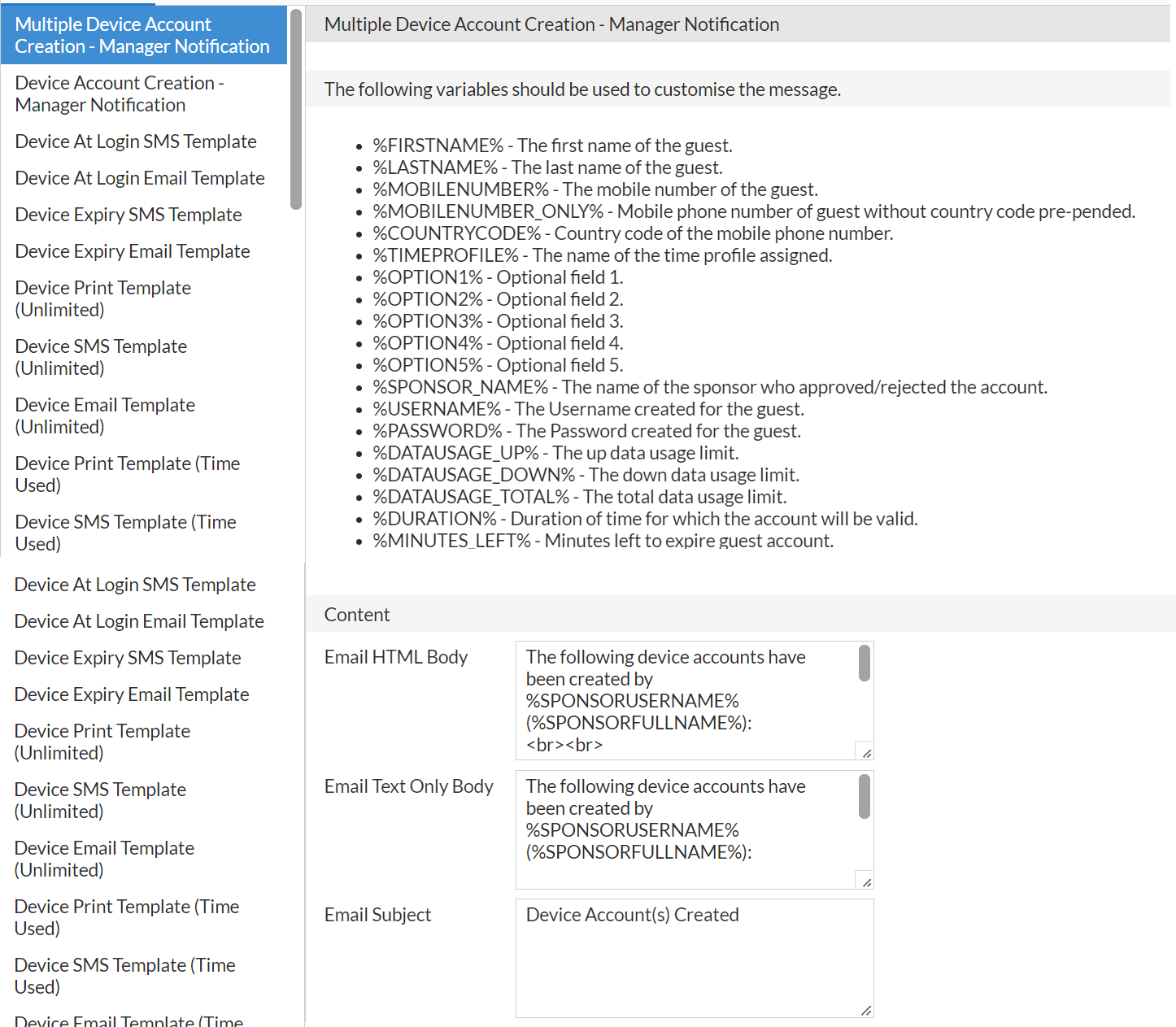 Language Templates | FortiGuest 2.2.0 | Fortinet Document Library