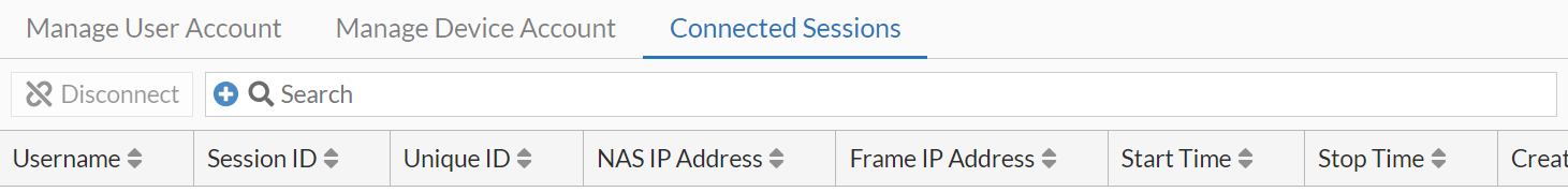 Connected Sessions | FortiGuest 2.2.0 | Fortinet Document Library