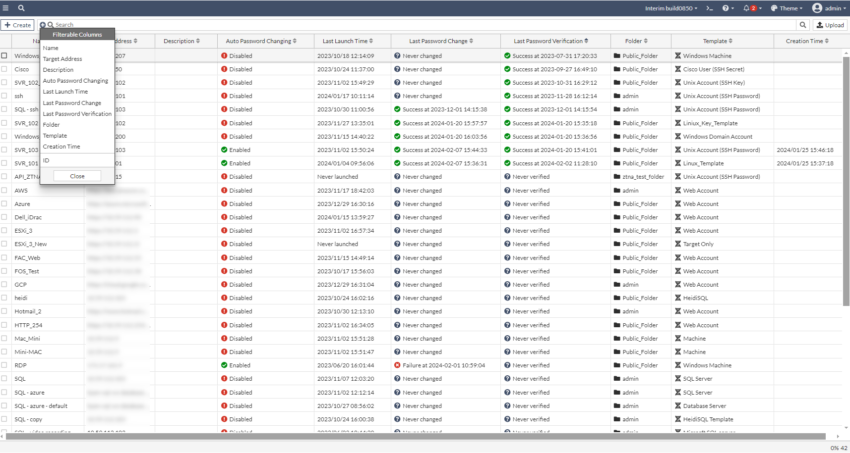 Tables | FortiPAM 1.5.0 | Fortinet Document Library