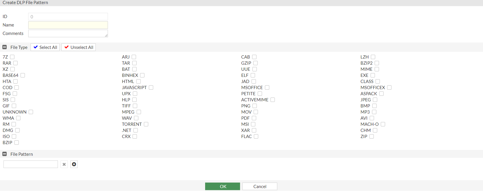 DLP file pattern | FortiPAM 1.5.0 | Fortinet Document Library
