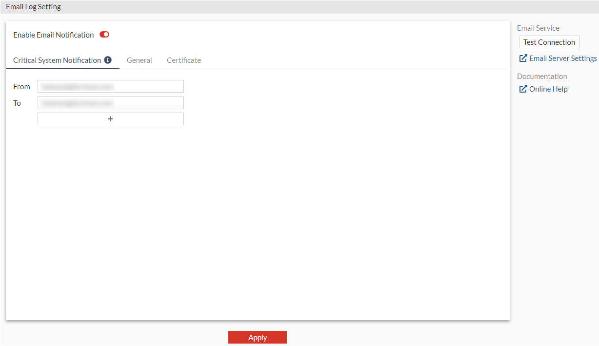 Email alert settings | FortiPAM 1.5.0 | Fortinet Document Library
