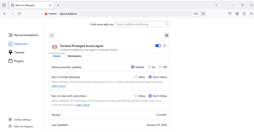 Appendix M: FortiPAM browser extension and standalone FortiClient air ...