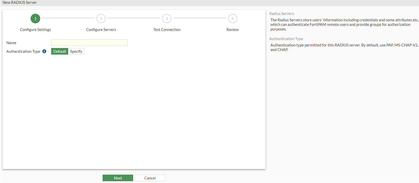 RADIUS servers | FortiPAM 1.5.0 | Fortinet Document Library