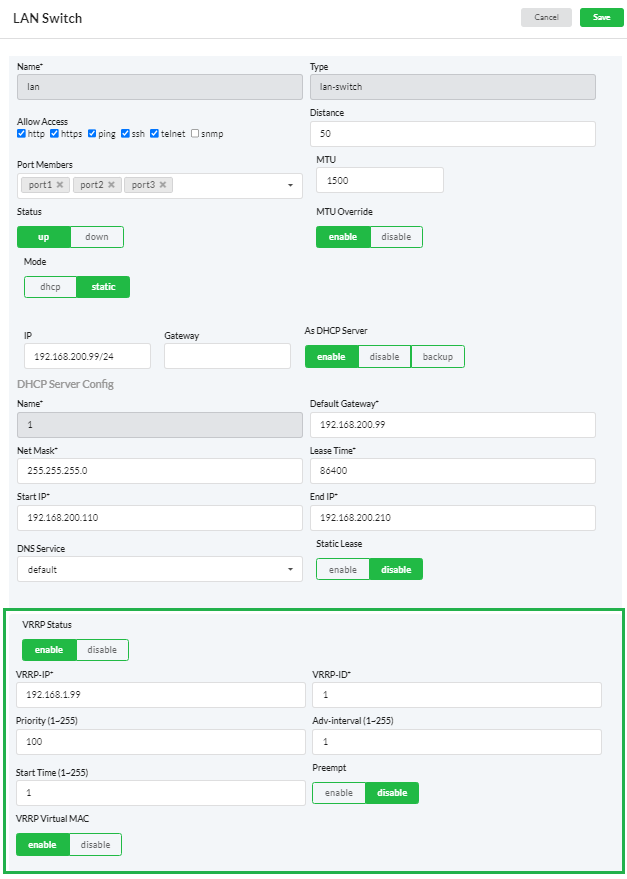 Virtual Router Redundancy Protocol for redundant internet service ...