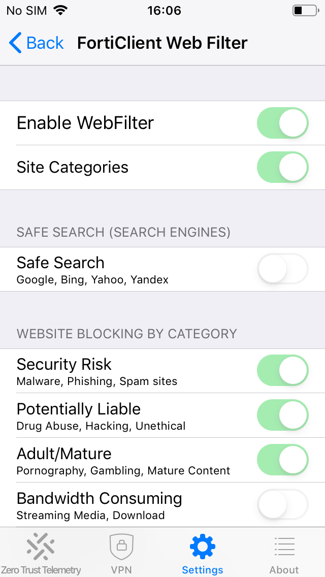 Pushing Web Filter content profile to FortiClient (iOS) | FortiClient 7 ...