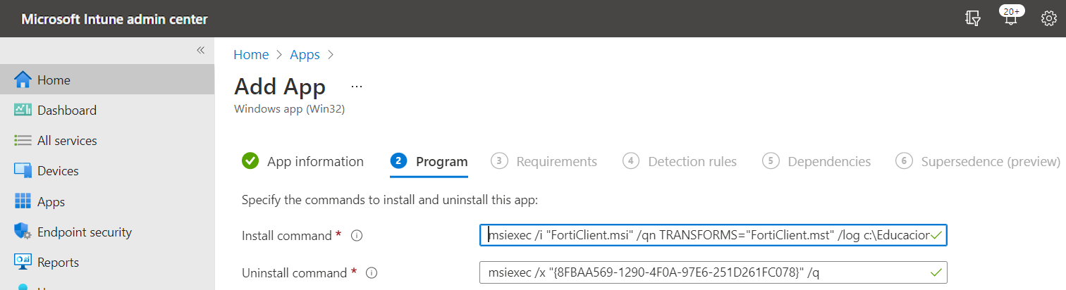 Configuring the FortiClient application in Intune | FortiClient 7.4.0 ...