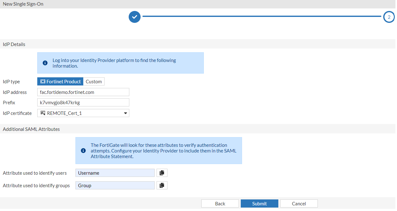 Creating a new SAML user and server | FortiAuthenticator 6.6.0 ...