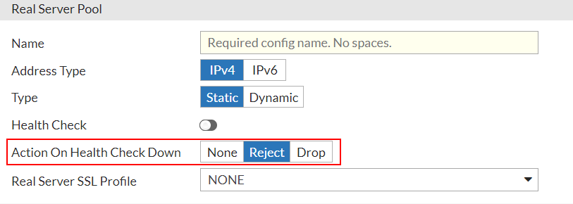 New health check down options | FortiADC 7.6.0 | Fortinet Document Library