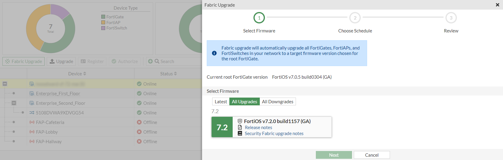 Upgrading All Device Firmware Fortigate Fortios 7 4 1 Fortinet Document Library
