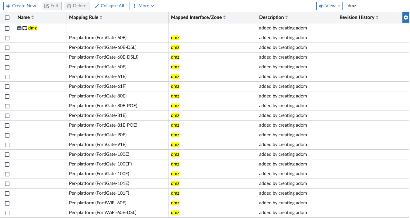 Viewing normalized interfaces | FortiManager 7.6.2 | Fortinet Document ...