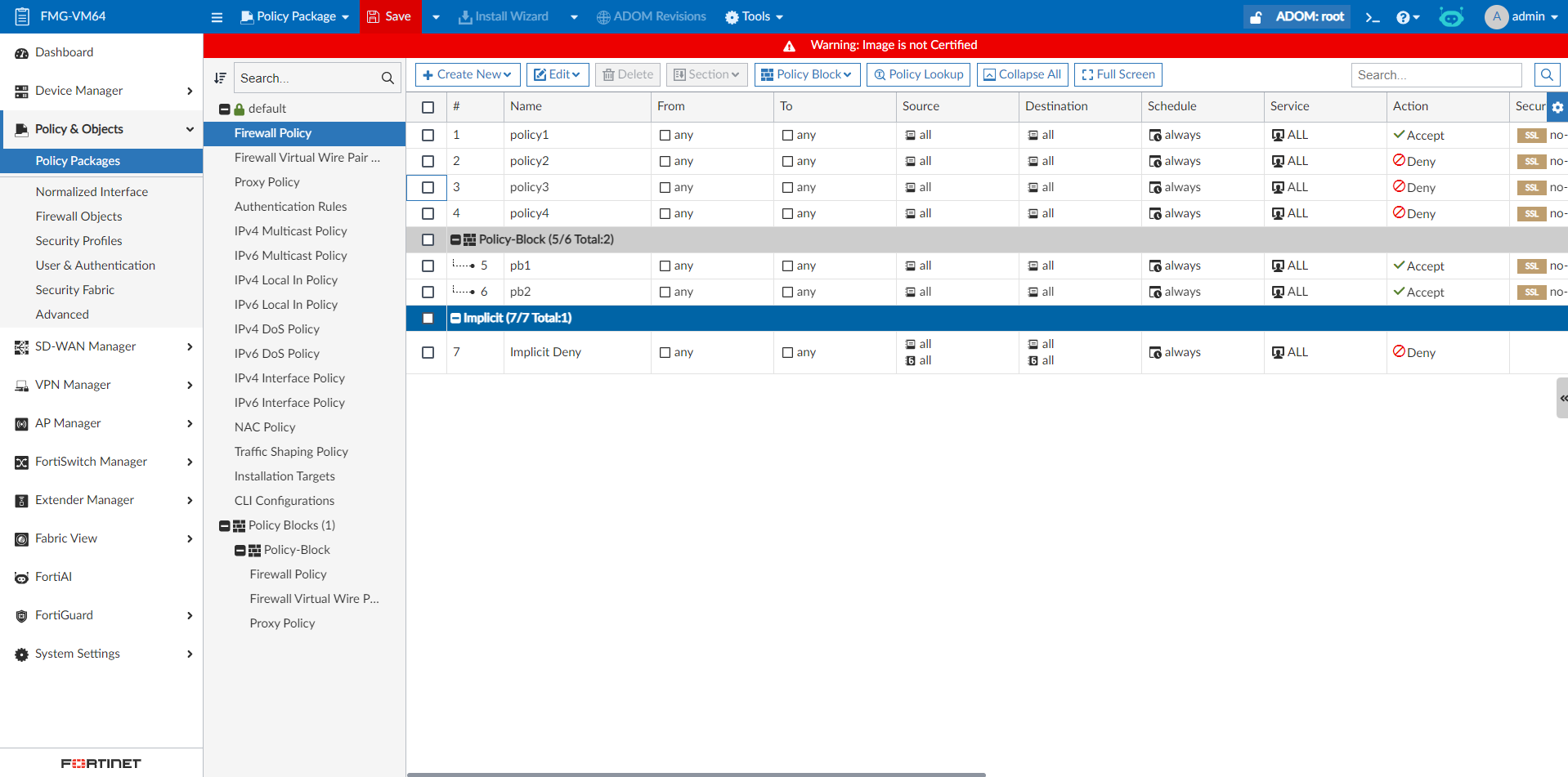 Locking an individual Policy Block | FortiManager 7.6.2 | Fortinet ...