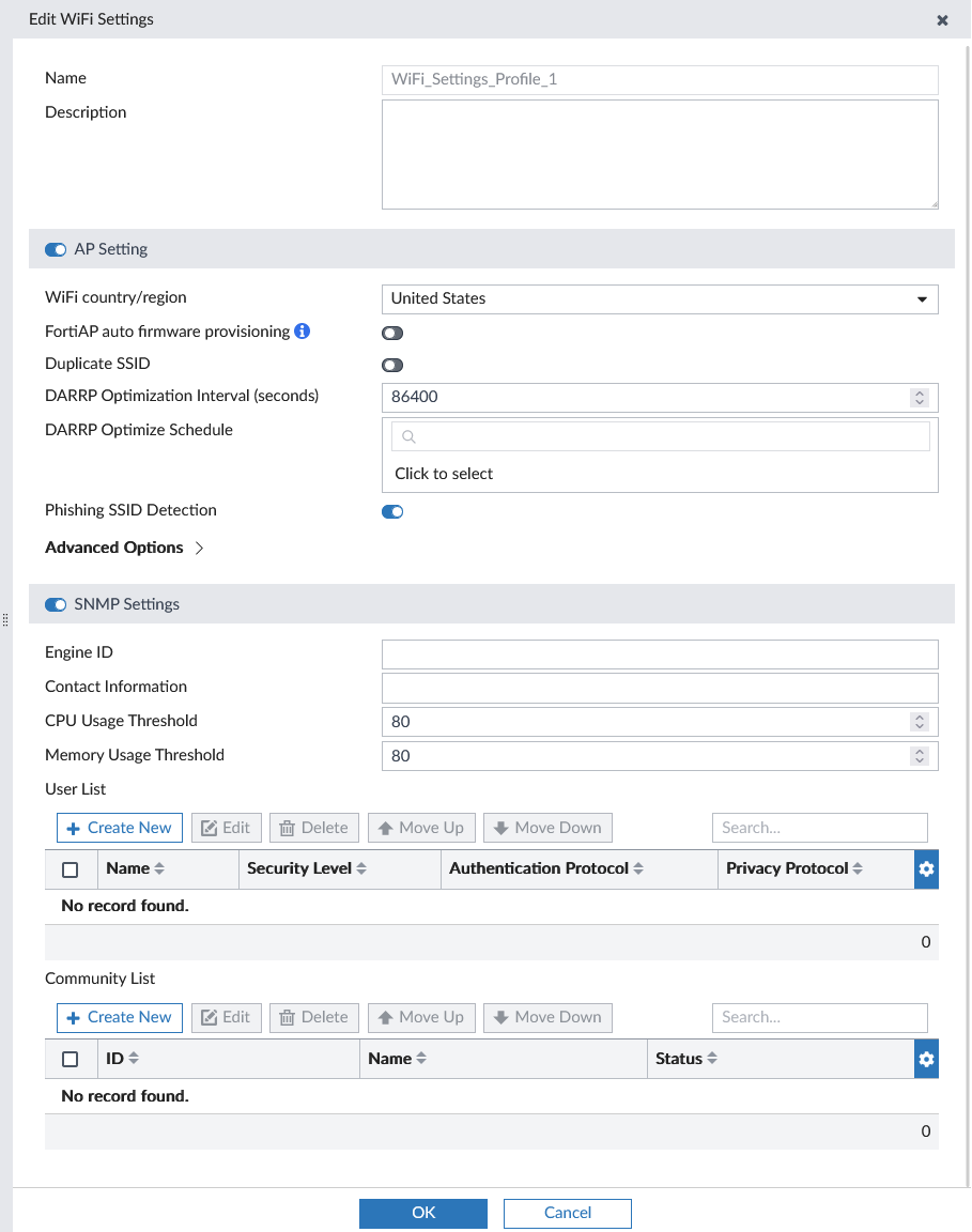 WiFi settings | FortiManager 7.6.2 | Fortinet Document Library