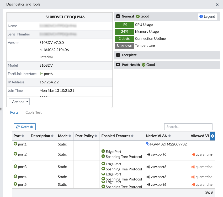 Diagnostics and tools | FortiManager 7.6.2 | Fortinet Document Library