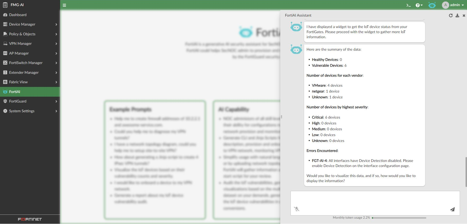 Performing IoT device analysis using FortiAI Example | FortiManager 7.6.2 | Fortinet Document ...