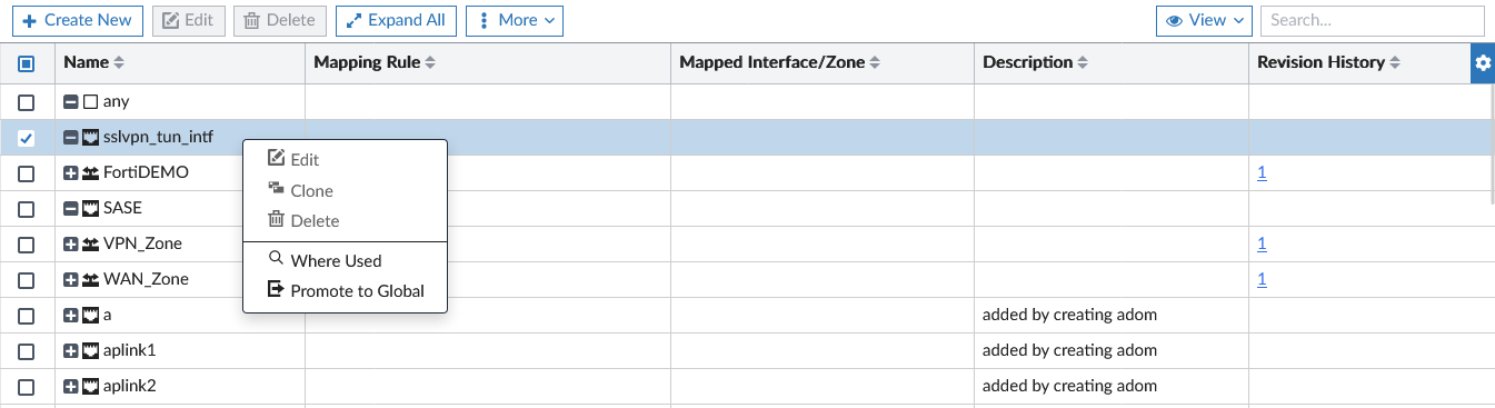 Viewing where normalized interfaces are used | FortiManager 7.6.2 ...
