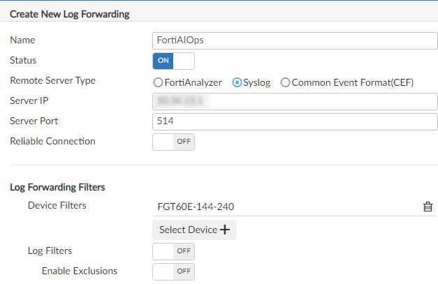 Log Forwarding | FortiManager 7.4.0 | Fortinet Document Library