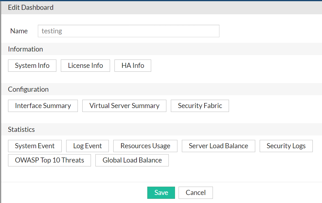 Dashboard management tools | FortiADC 7.4.6 | Fortinet Document Library
