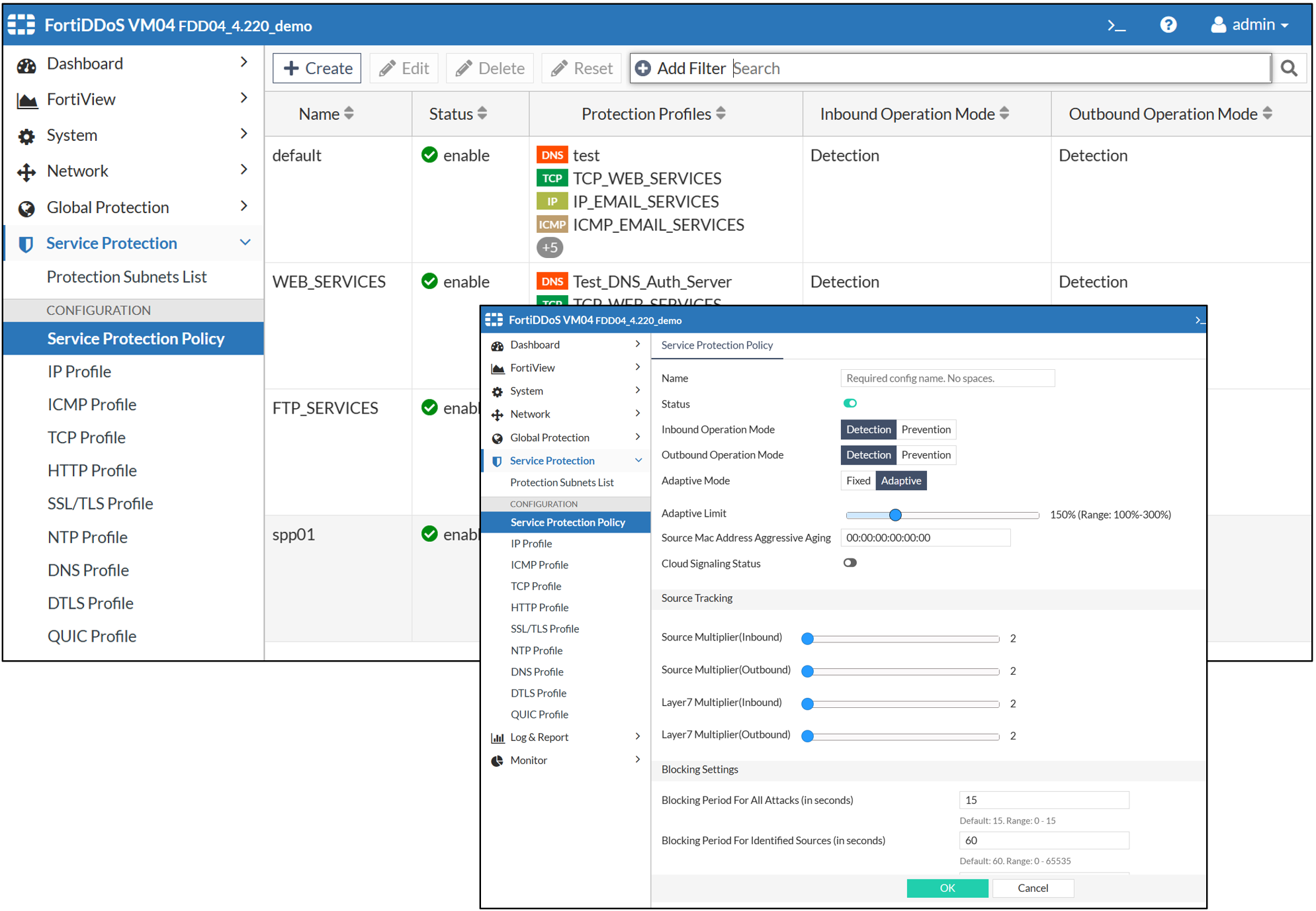 Step 6: Define SPPs and subnets | FortiDDoS-F 6.6.0