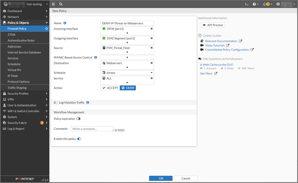 Configure VIP to Block Access to Critical Assets | FortiSIEM 7.3.3 ...