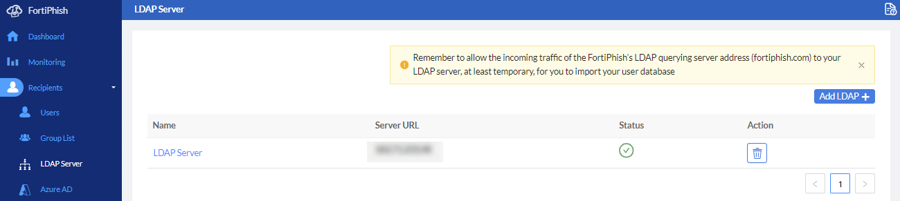 LDAP server | FortiPhish 24.4.0 | Fortinet Document Library