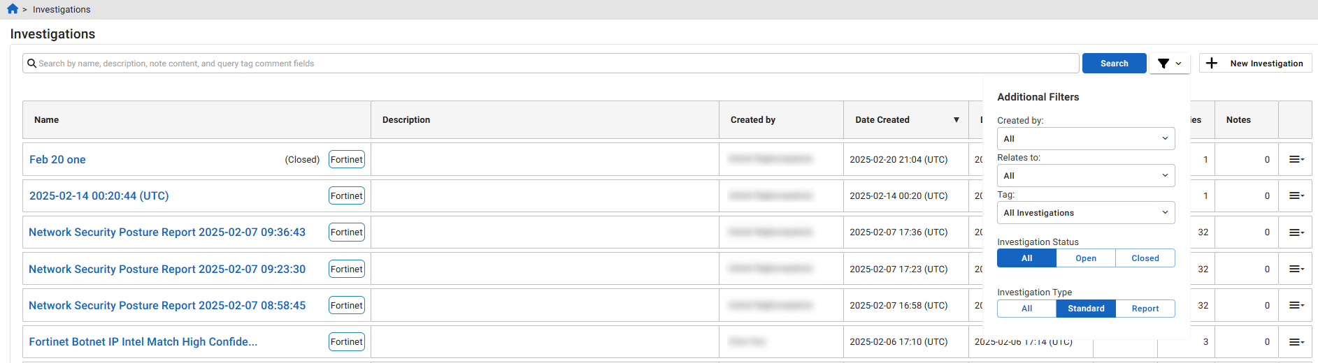 Investigate | FortiNDR Cloud 25.3.a | Fortinet Document Library
