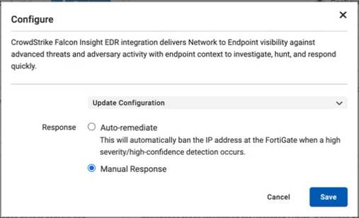 Response configuration | FortiNDR Cloud 25.3.a | Fortinet Document Library