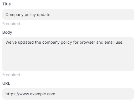 Display message | FortiDLP | Fortinet Document Library