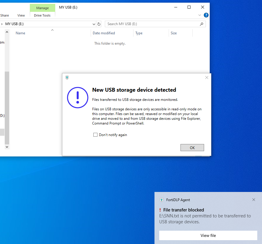 Block file transfer to USB storage device | FortiDLP | Fortinet ...