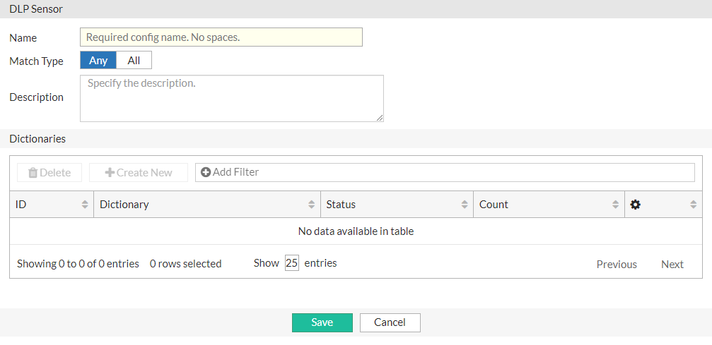 Configuring a DLP Sensor object | FortiADC 7.4.2 | Fortinet Document ...