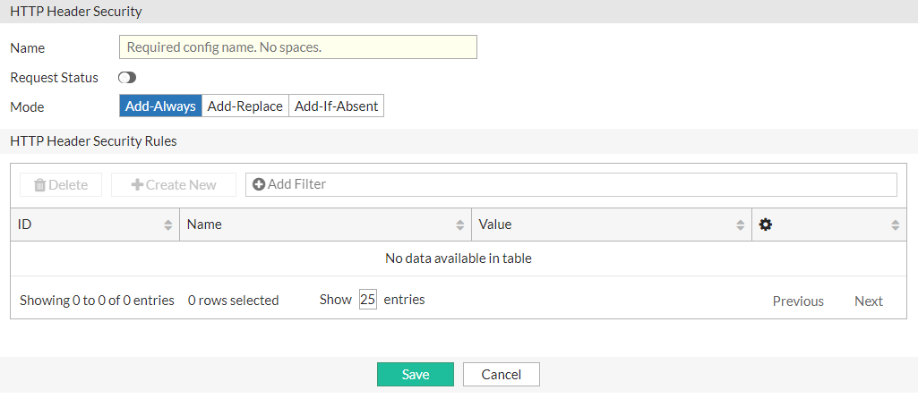 Configuring an HTTP Header Security policy | FortiADC 7.4.2 | Fortinet Document Library