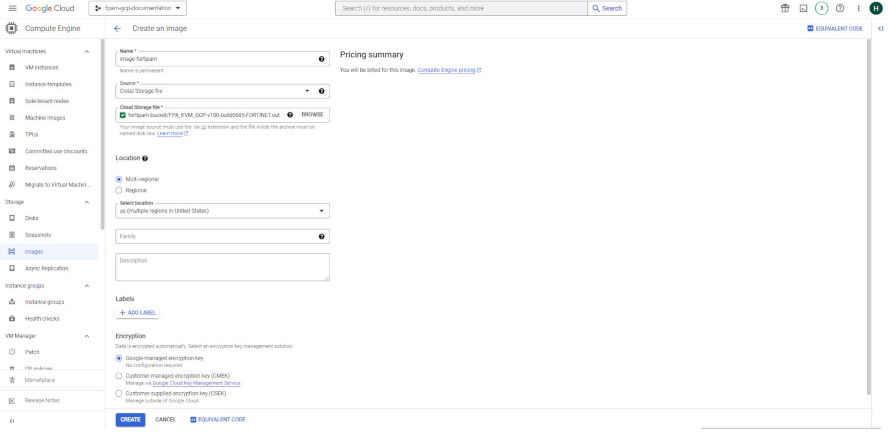 Creating a FortiPAM image on GCP | FortiPAM Public Cloud 1.4.0 ...