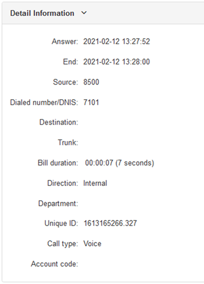 Viewing call details | FortiVoice Cloud 1.0.0 | Fortinet Document Library