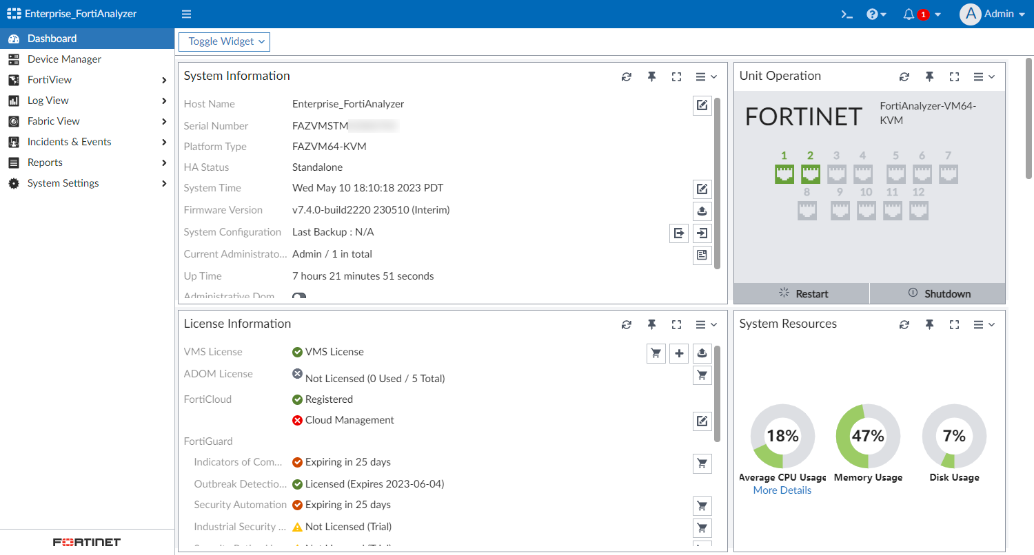 FortiAnalyzer GUI enhancements | FortiAnalyzer 7.4.0