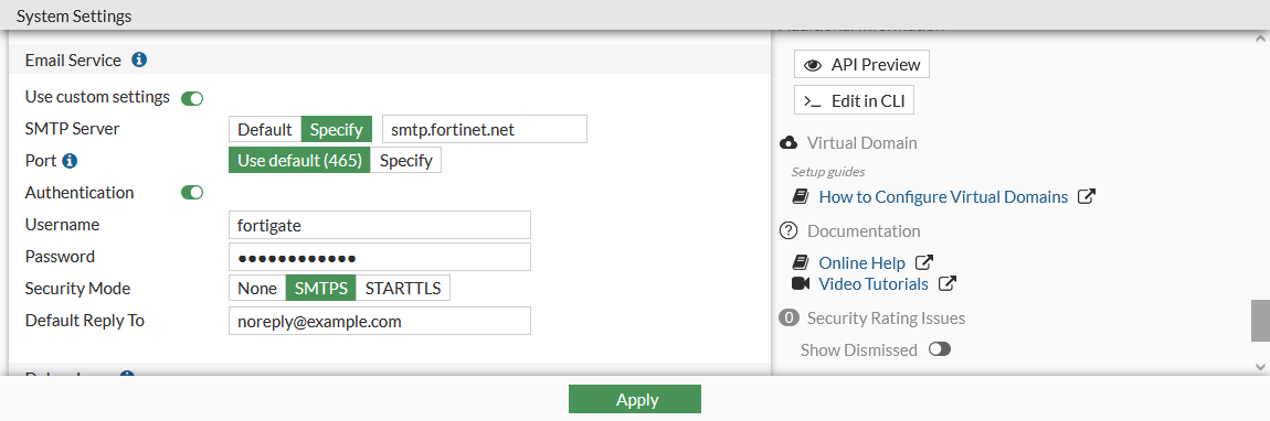Email alerts | FortiGate / FortiOS 7.0.14 | Fortinet Document Library