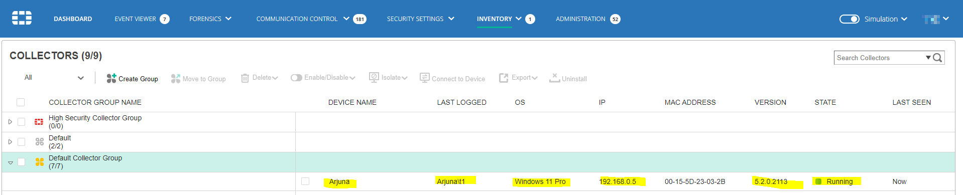 FortiEDR Zero Trust tagging rule and visibility | FortiClient 7.2.0