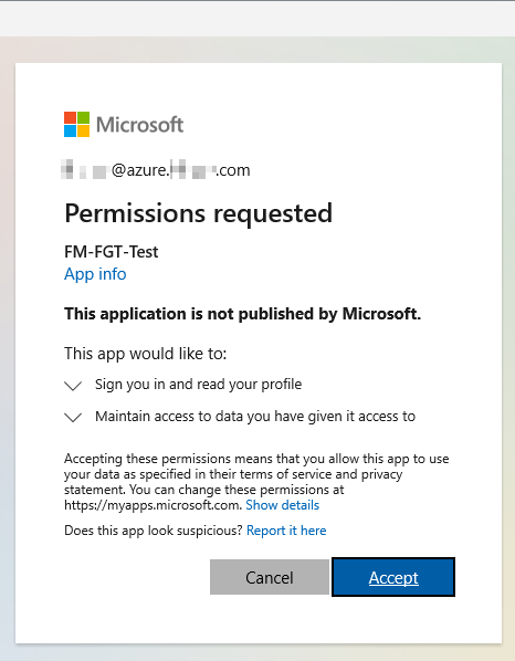Confirming Azure AD prompts after FortiClient installation ...