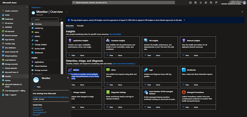 Integration with Azure Monitor to capture health metrics | FortiGate ...
