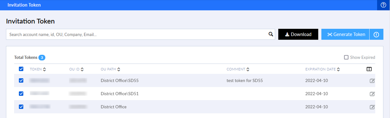 Creating invitation tokens | FortiCloud Services 24.2.0 | Fortinet ...