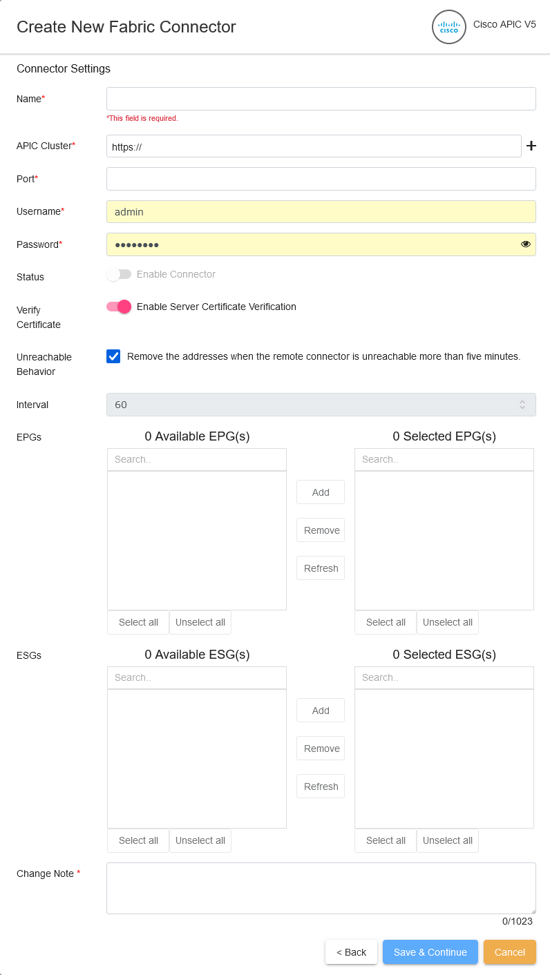 Configuring the Cisco ACI connector | FortiManager 7.6.0 | Fortinet ...