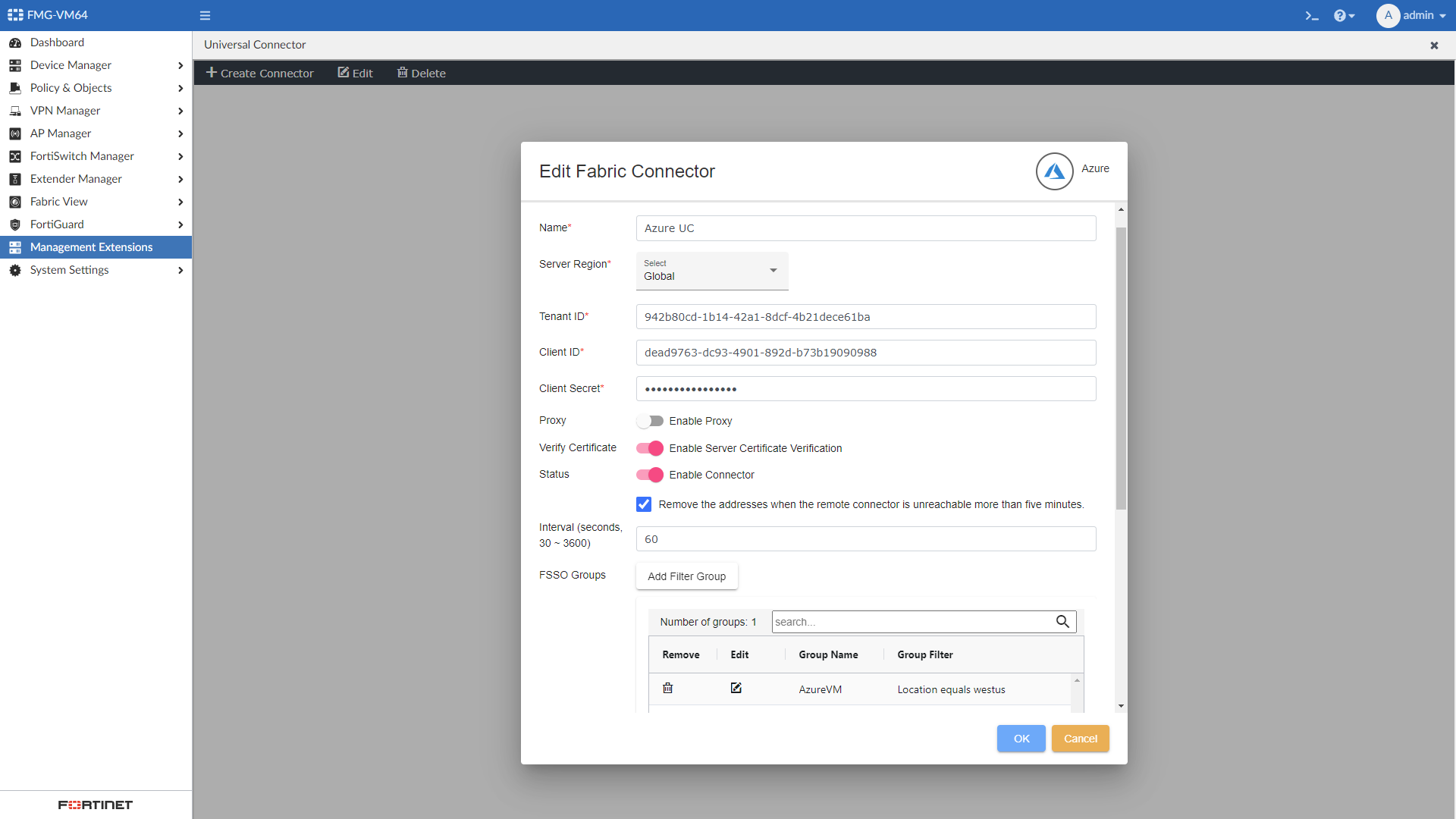 Configure the connector | FortiManager 7.6.0 | Fortinet Document Library