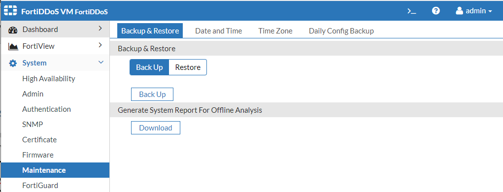 Generating system reports for offline analysis | FortiDDoS-F 6.1.1