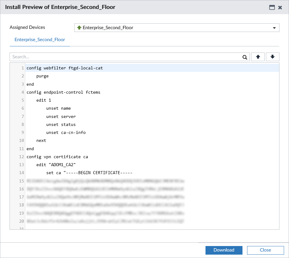 Installing policy packages and device settings | FortiManager 7.4.6 ...
