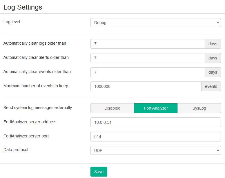 Sending EMS system log messages to FortiAnalyzer | FortiClient 7.4.3 ...