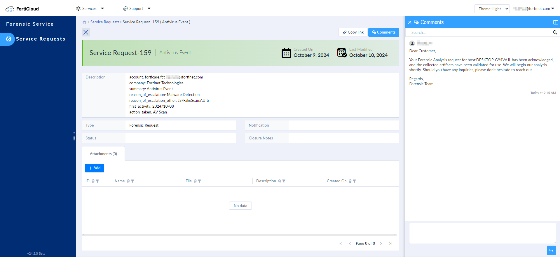 Requesting forensic analysis on an endpoint | FortiClient | Fortinet Document Library