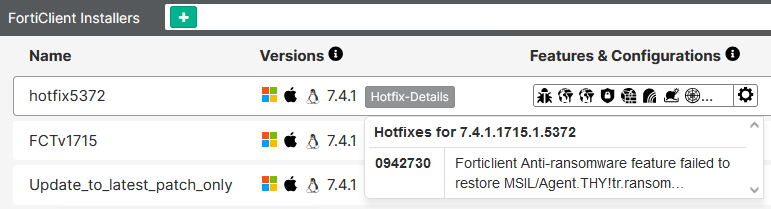 Adding a FortiClient hotfix installer | FortiClient 7.4.3 | Fortinet ...