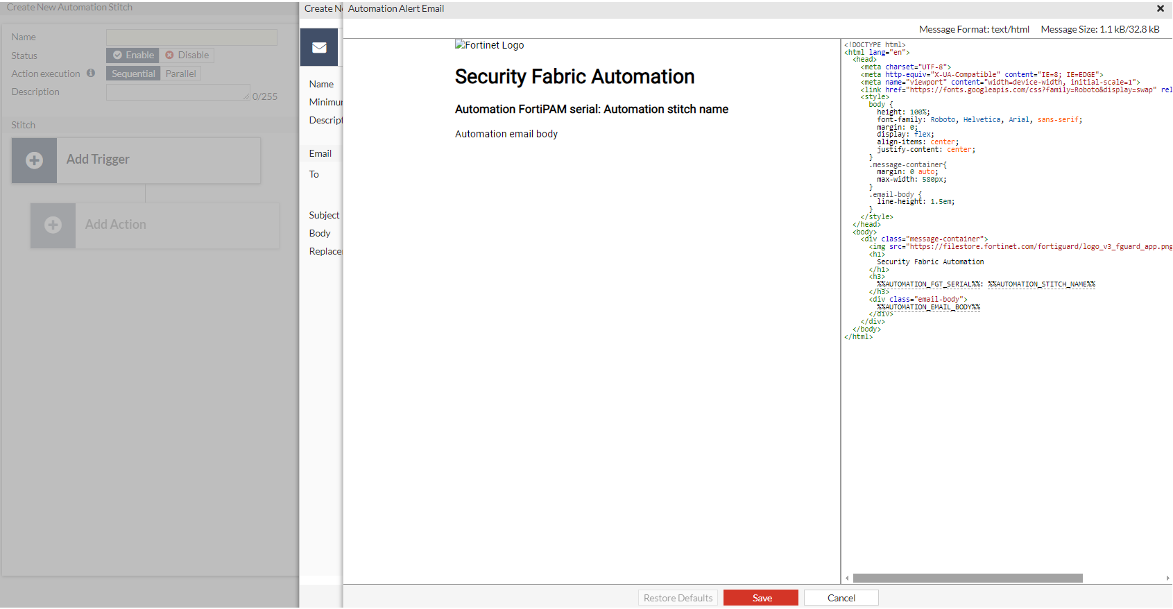 Creating an automation stitch | FortiSRA 1.6.0 | Fortinet Document Library