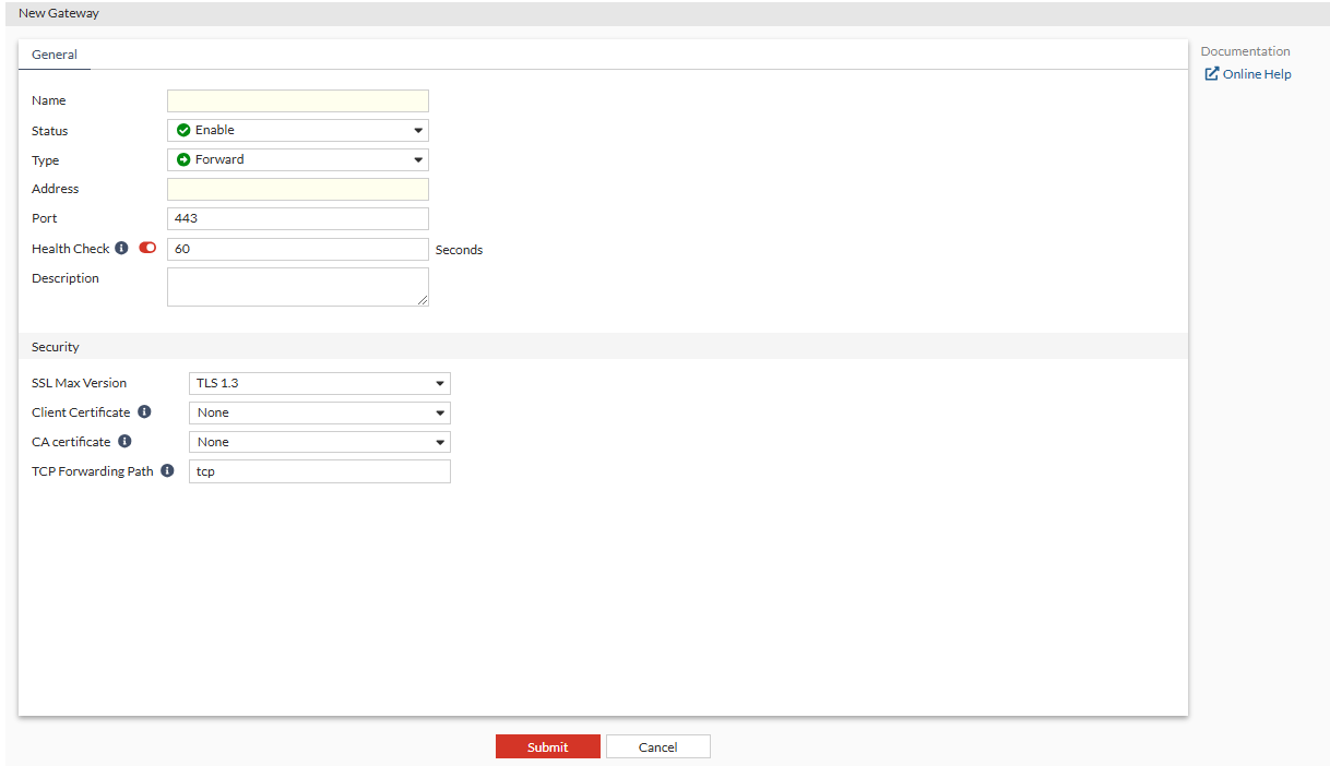 Creating a gateway on the FortiSRA GUI | FortiSRA 1.6.0 | Fortinet Document Library