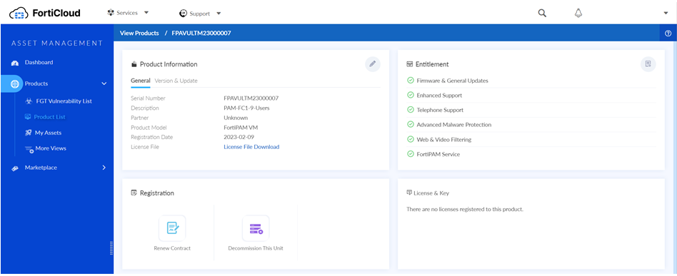 Renewing FortiPAM-VM license | FortiPAM 1.4.1 | Fortinet Document Library